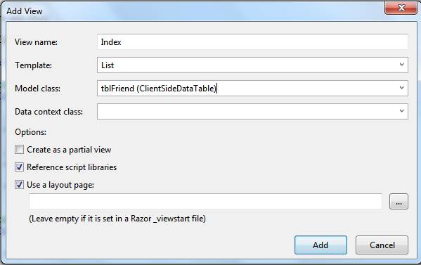 Using jQuery DataTable With ASP.NET MVC Client Side